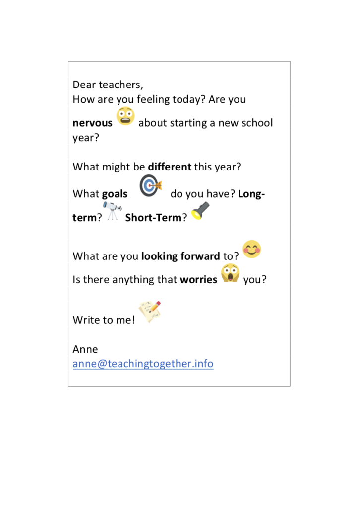 Teaching Together Beginning a new school year - Teaching Together
