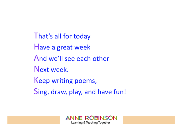 Teaching Together Acrostic poems - Teaching Together