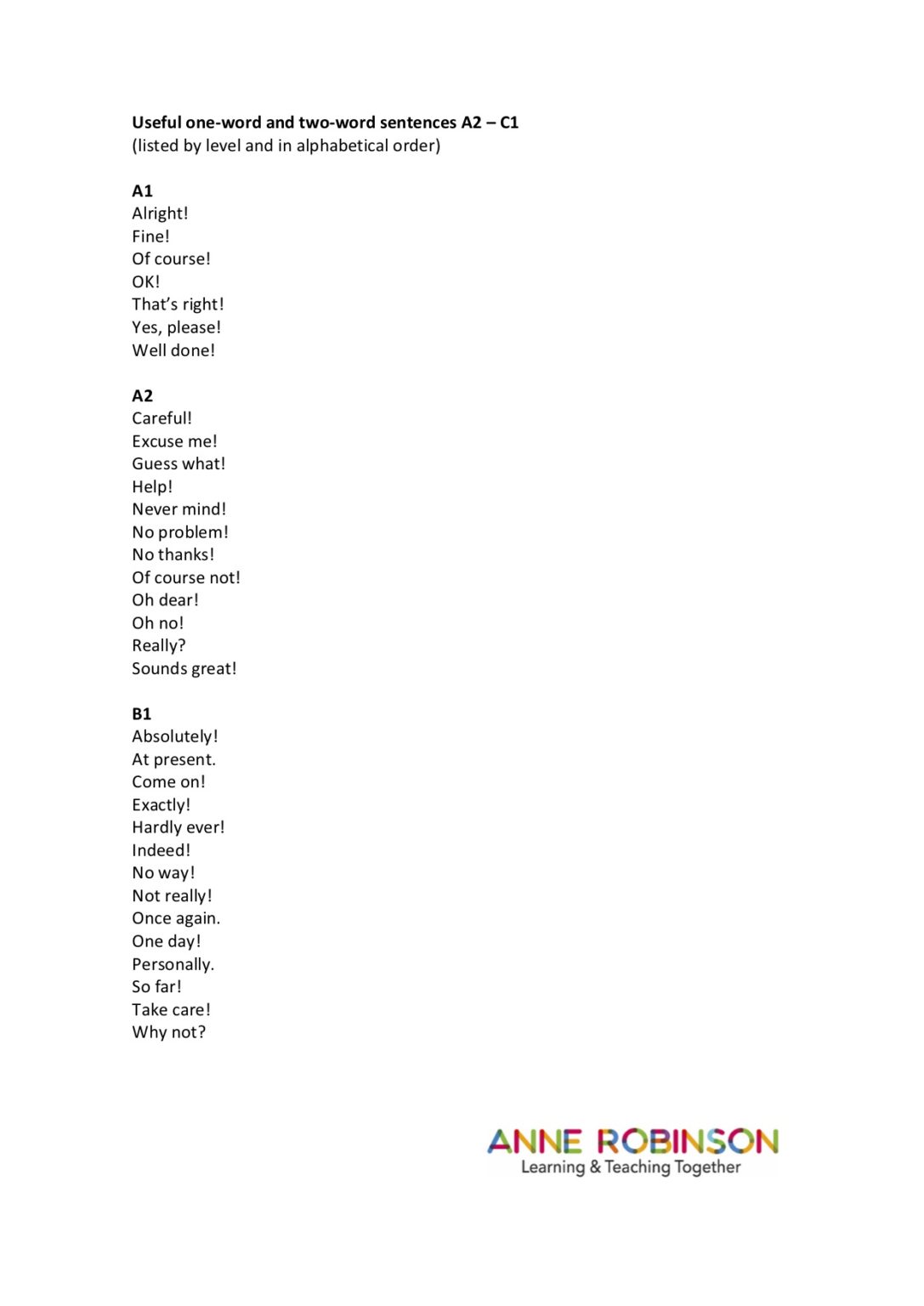 Teaching Together One-word and two-word sentences - Teaching Together