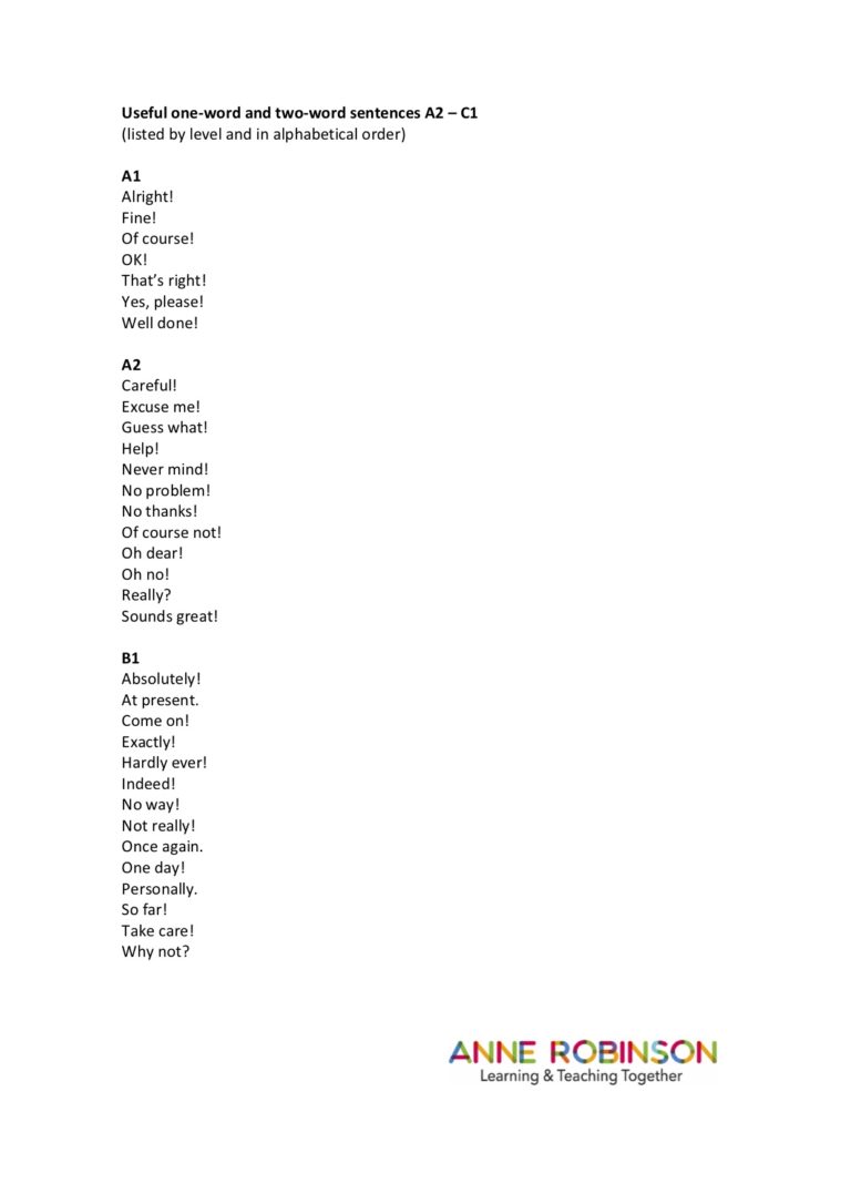 Teaching Together One-word and two-word sentences - Teaching Together